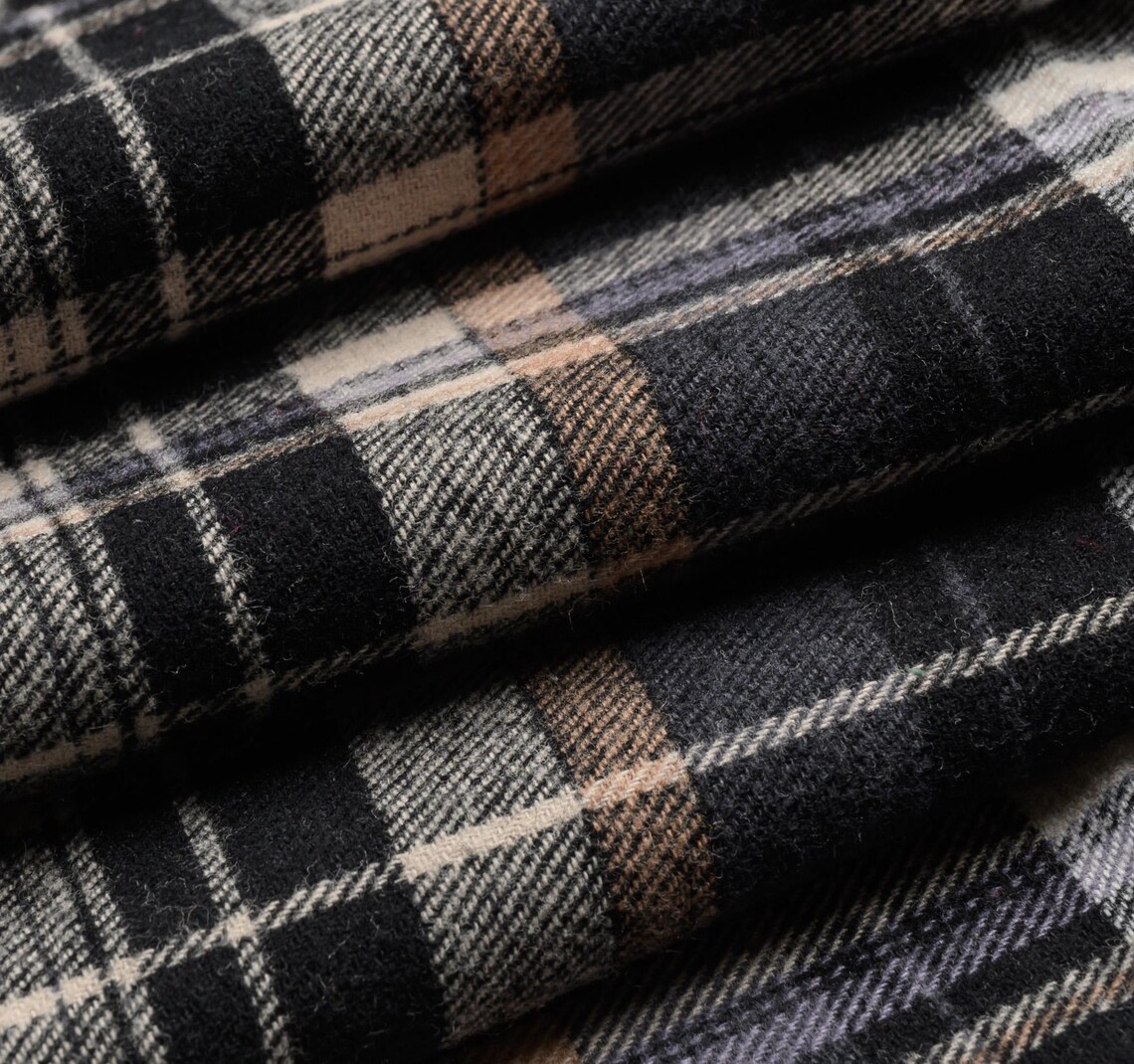 Tan and Black Plaid Flannel Fabric by the Yard | 60" Wide - Etsy