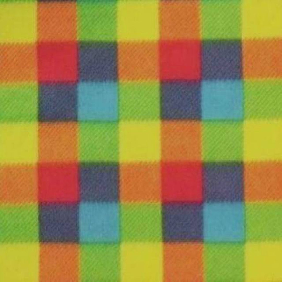 Colorful Checkered Fleece Fabric - 60" Wide - 100% Polyester - Sold by ...
