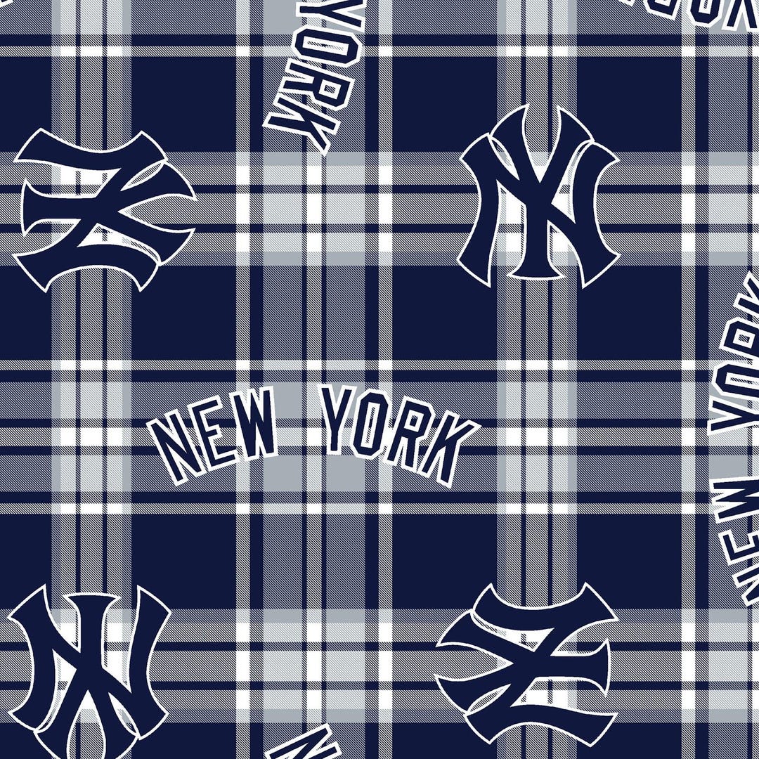 New York Yankees Plaid MLB Fleece Fabric - 58" Wide - 100% Polyester ...