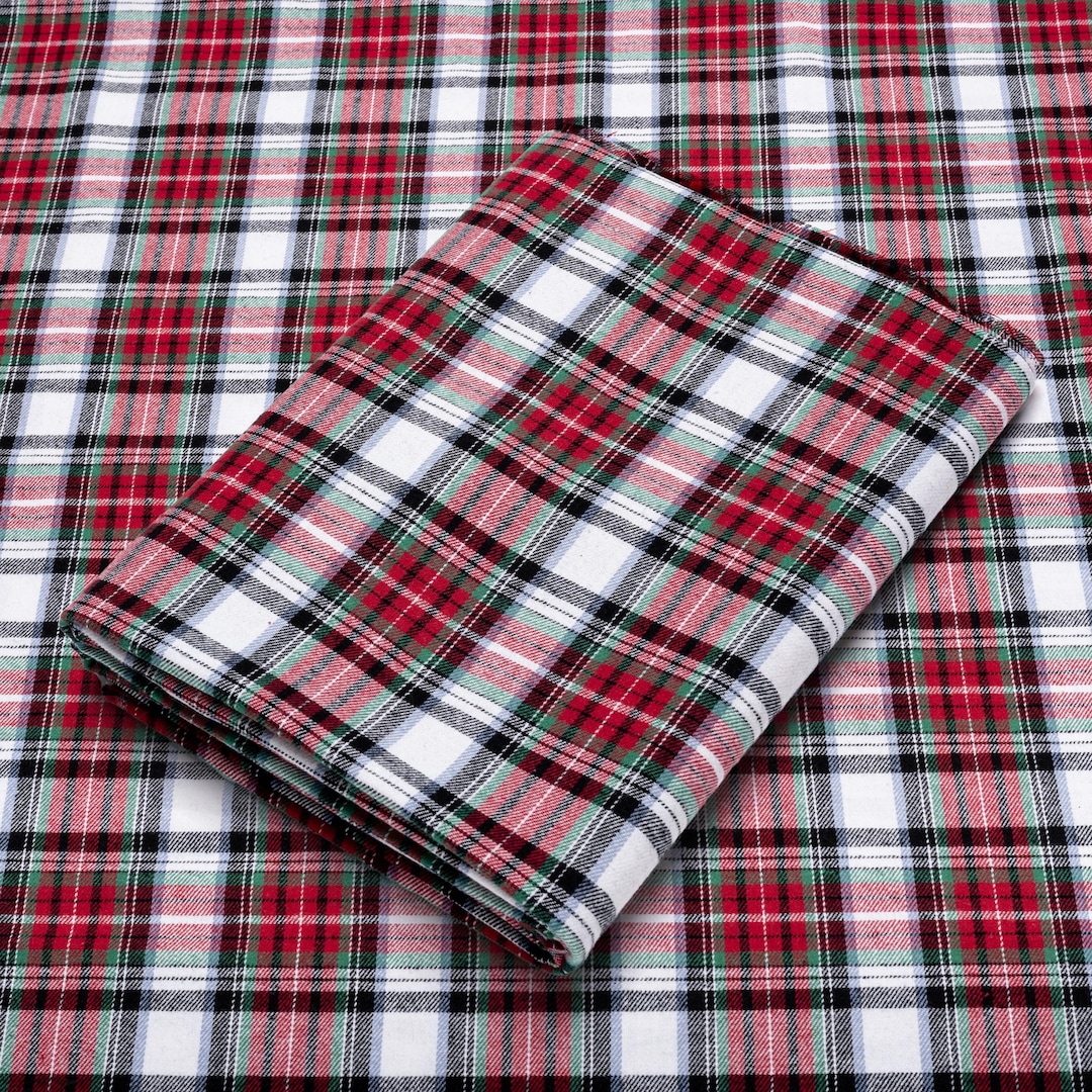Red, White, and Green Tartan Plaid Flannel Fabric - 60" Wide - 100% ...
