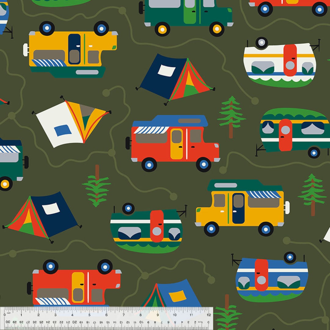 Gone Camping Fleece Fabric - Sold by the Yard & Bolt - Ideal for Sewing ...