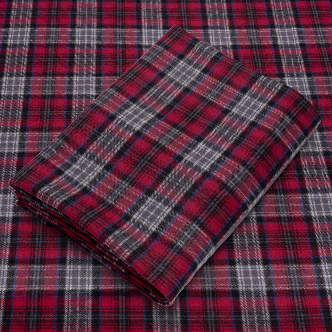 Red and Gray Tartan Plaid Flannel Fabric - 60" Wide - 100% Cotton ...