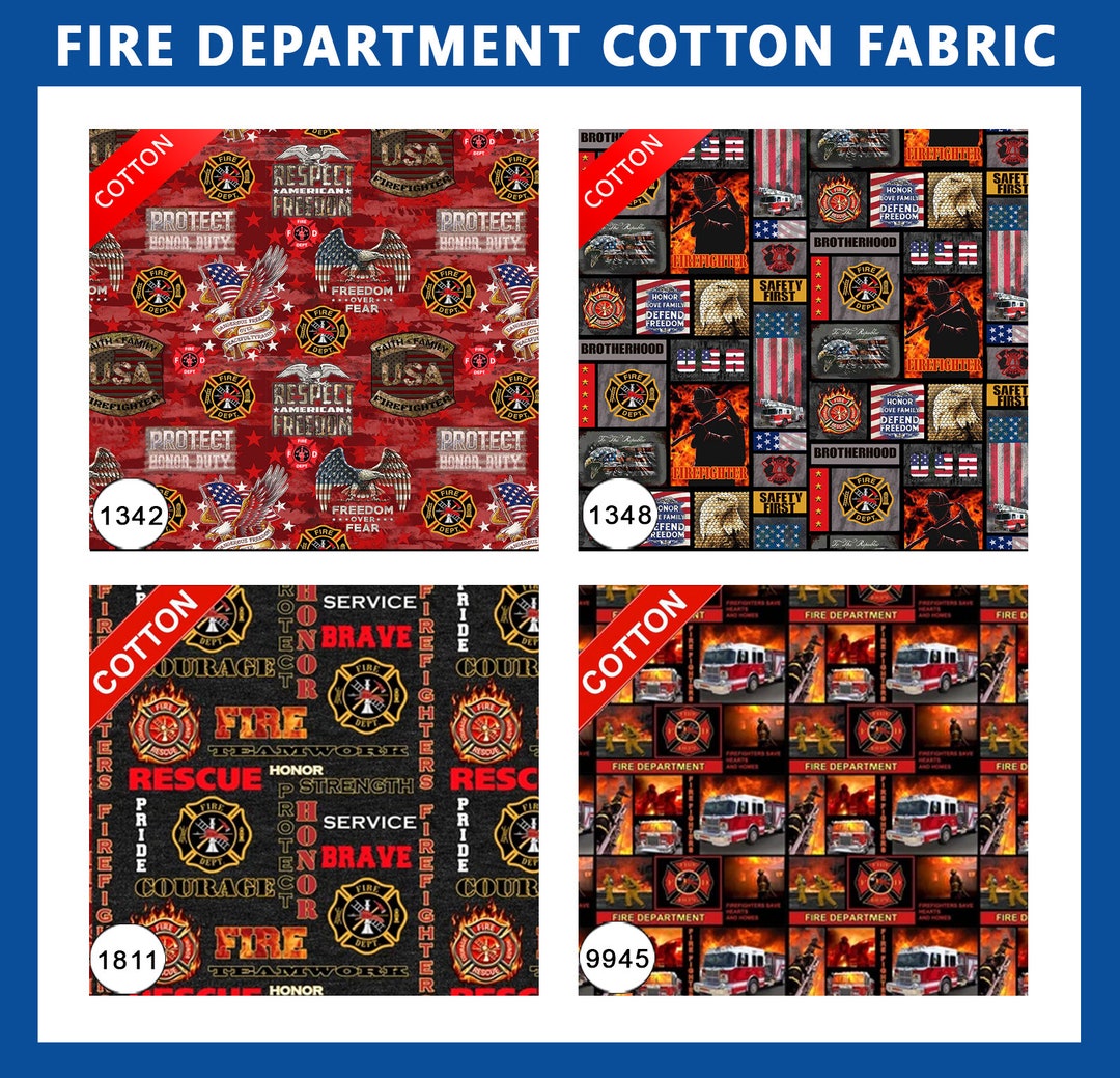 Fire Department Cotton Fabric - Multi Collection - Sold by the Yard ...