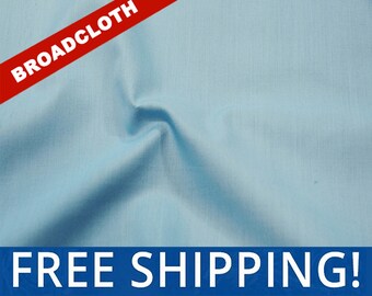 Light Blue 100% Cotton Broadcloth Fabric 59 Inches Perfect for Apparel ...