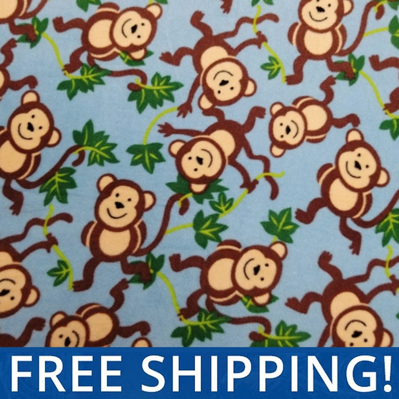 Jungle Monkeys Blue Pattern Fleece Fabric 60 Wide - Etsy