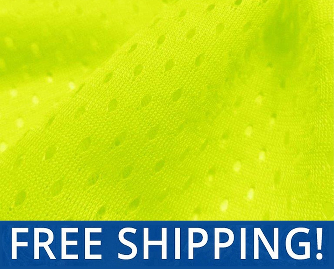 Neon Yellow Football Mesh Jersey Fabric - 60" Wide - 100% Polyester ...