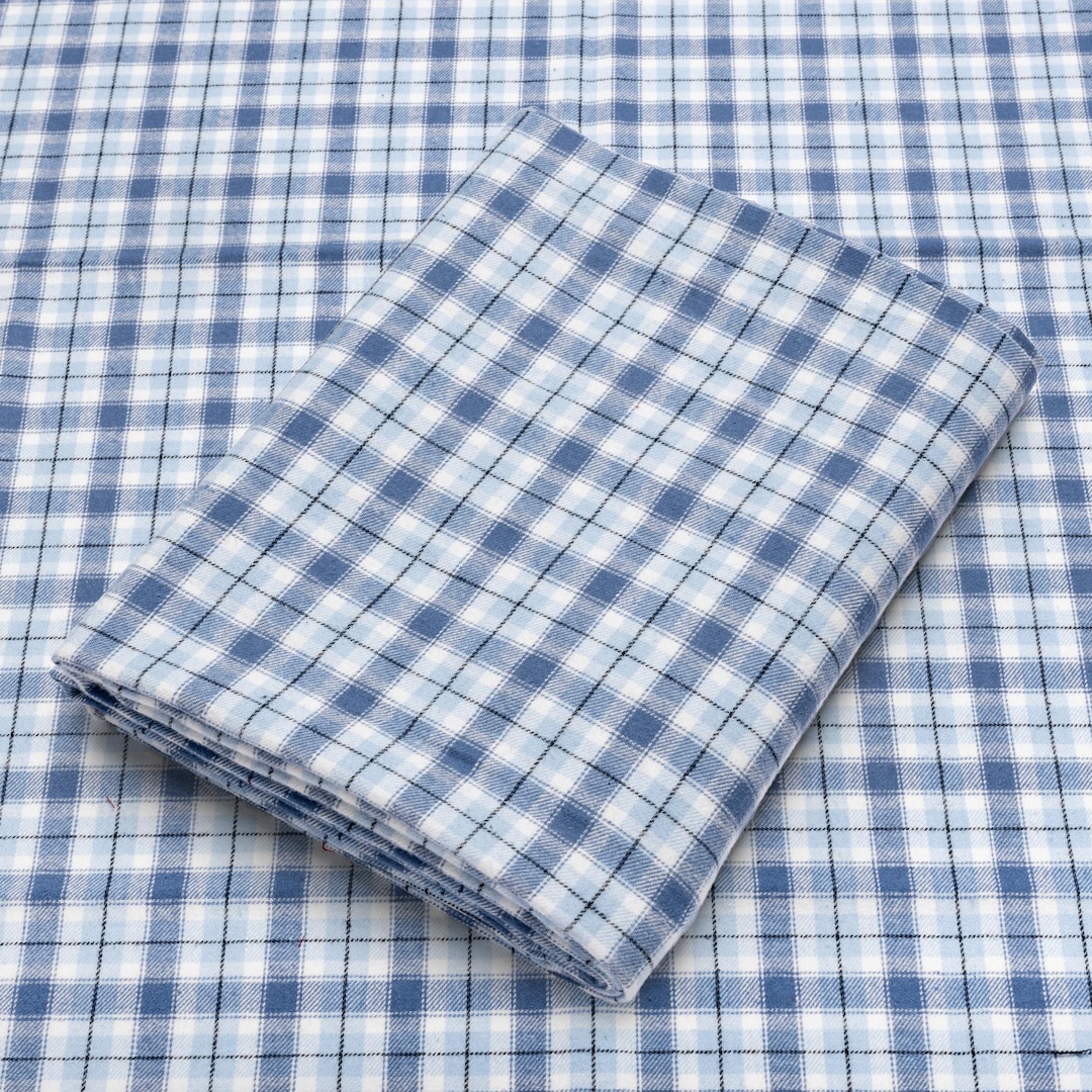 Light Blue Flannel Tartan Plaid Flannel Fabric - 60" Wide - 100% Cotton ...