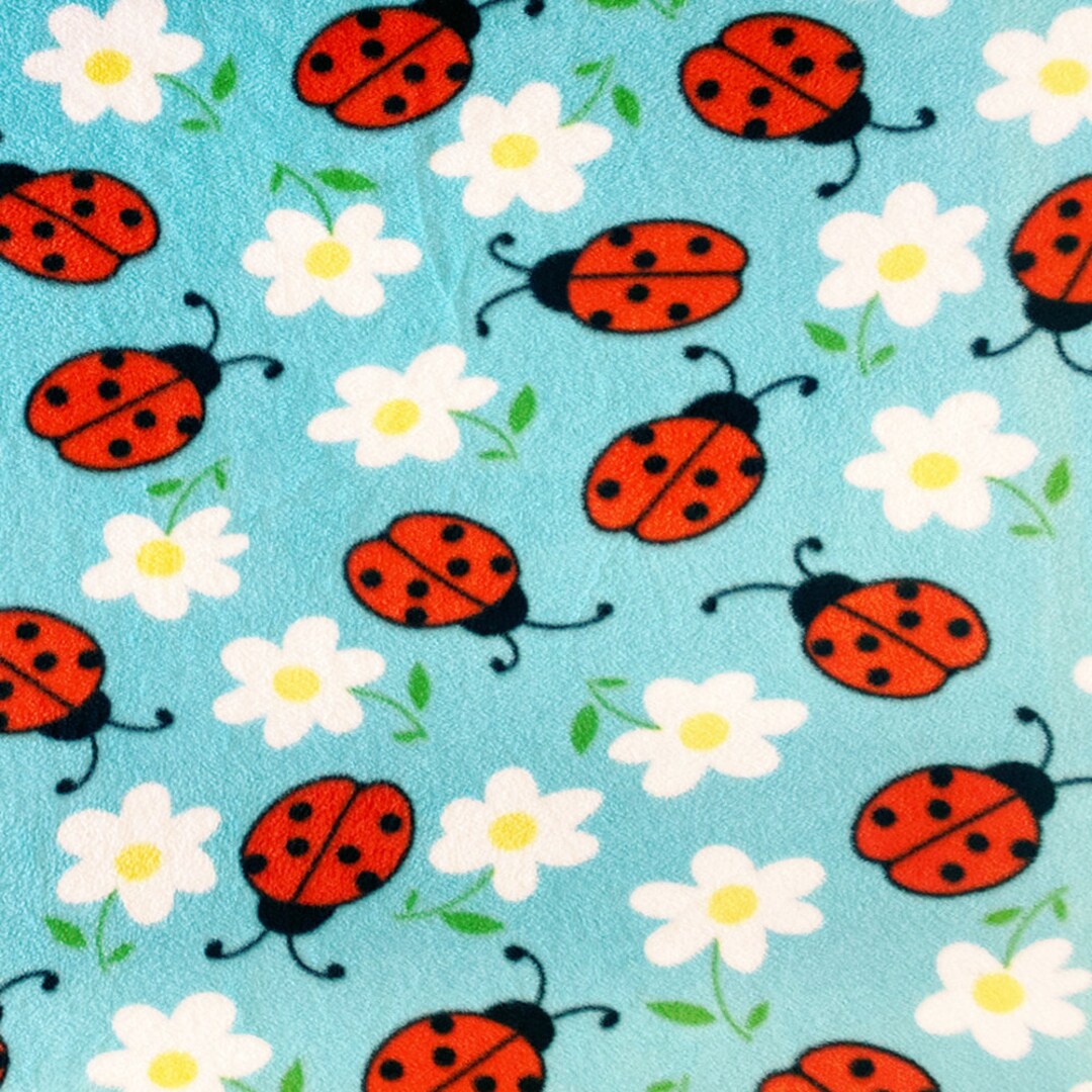 Lady Bugs Allover Print Fleece Fabric - Sold by the Yard & Bolt - Ideal ...