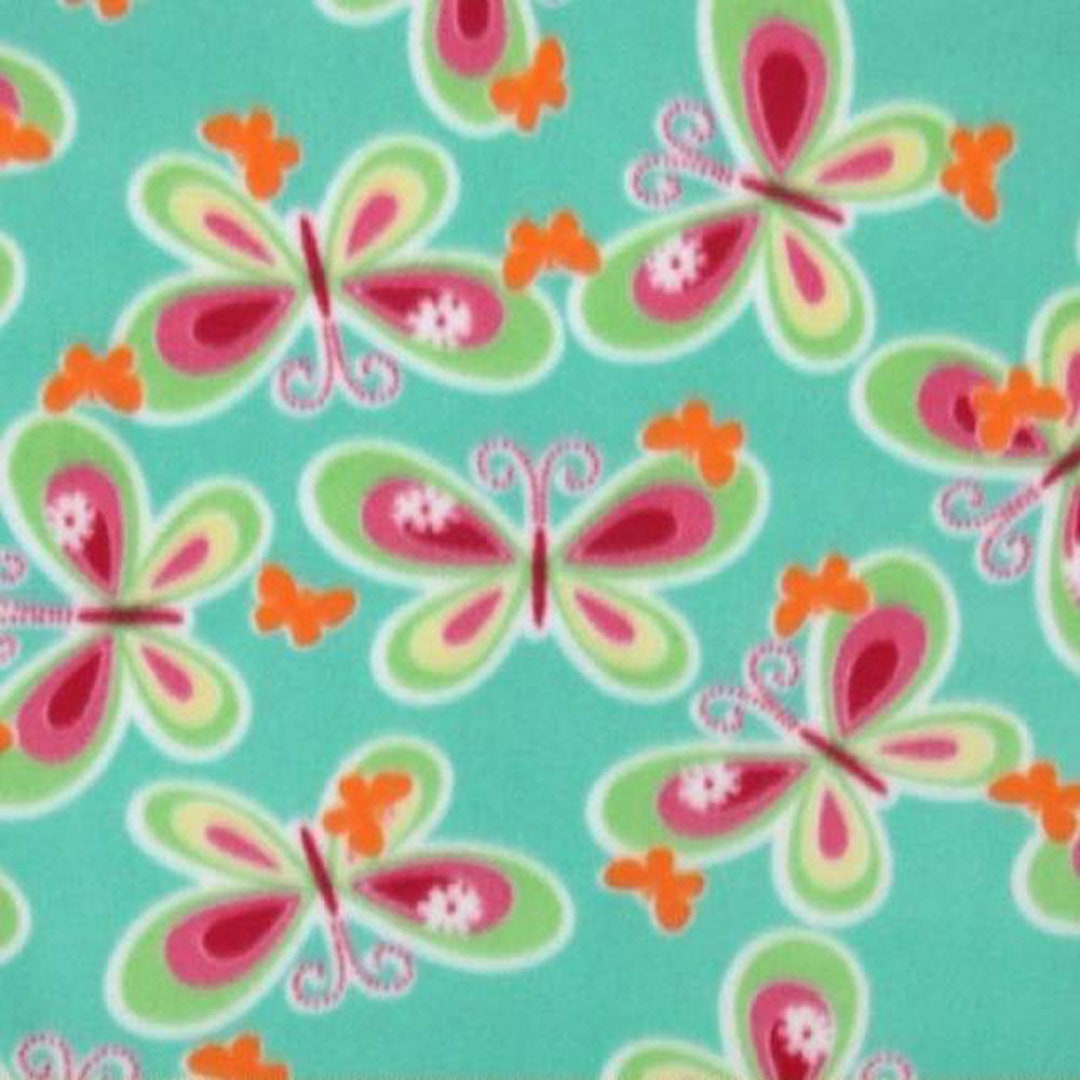 Green Butterflies Print Fleece Fabric - Sold by the Yard & Bolt - Ideal ...