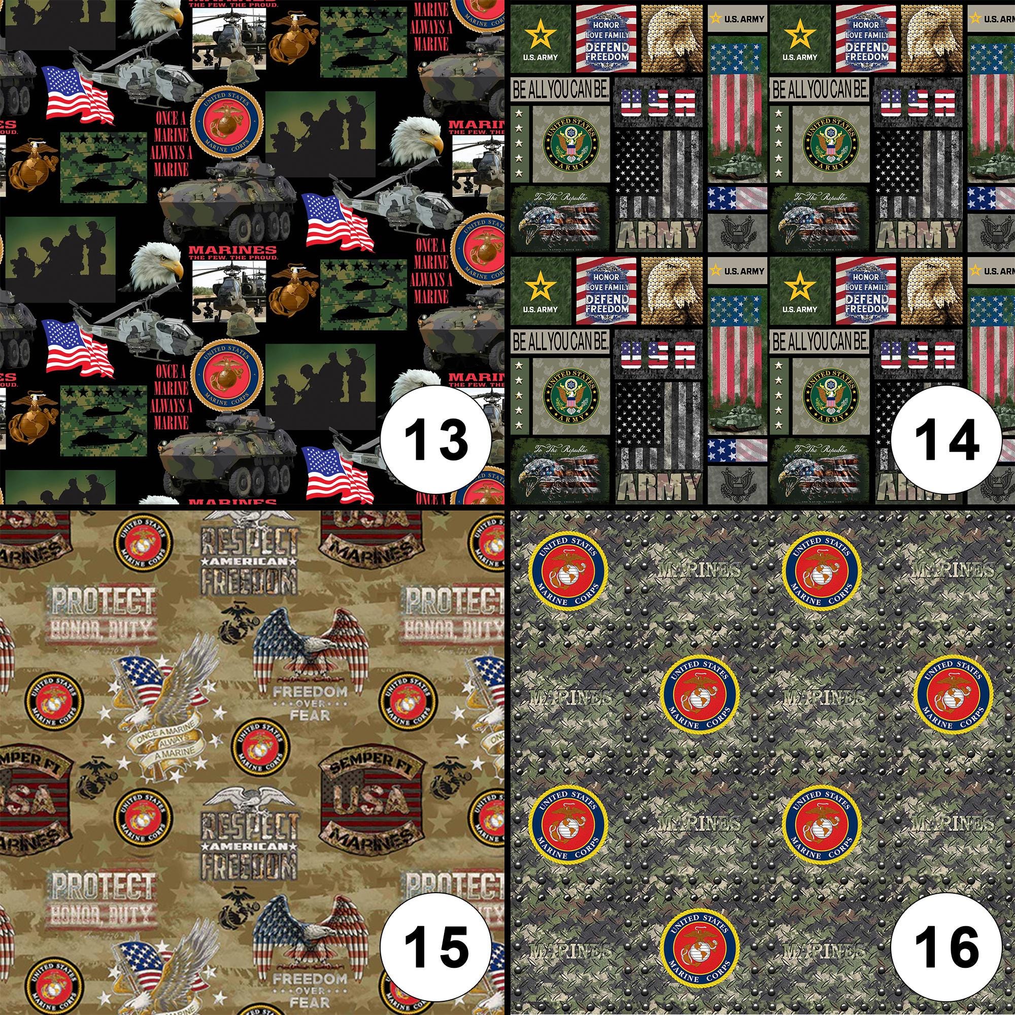 US Military Branches Cotton Fabric - 44" Wide - 100% Cotton - Sold by ...