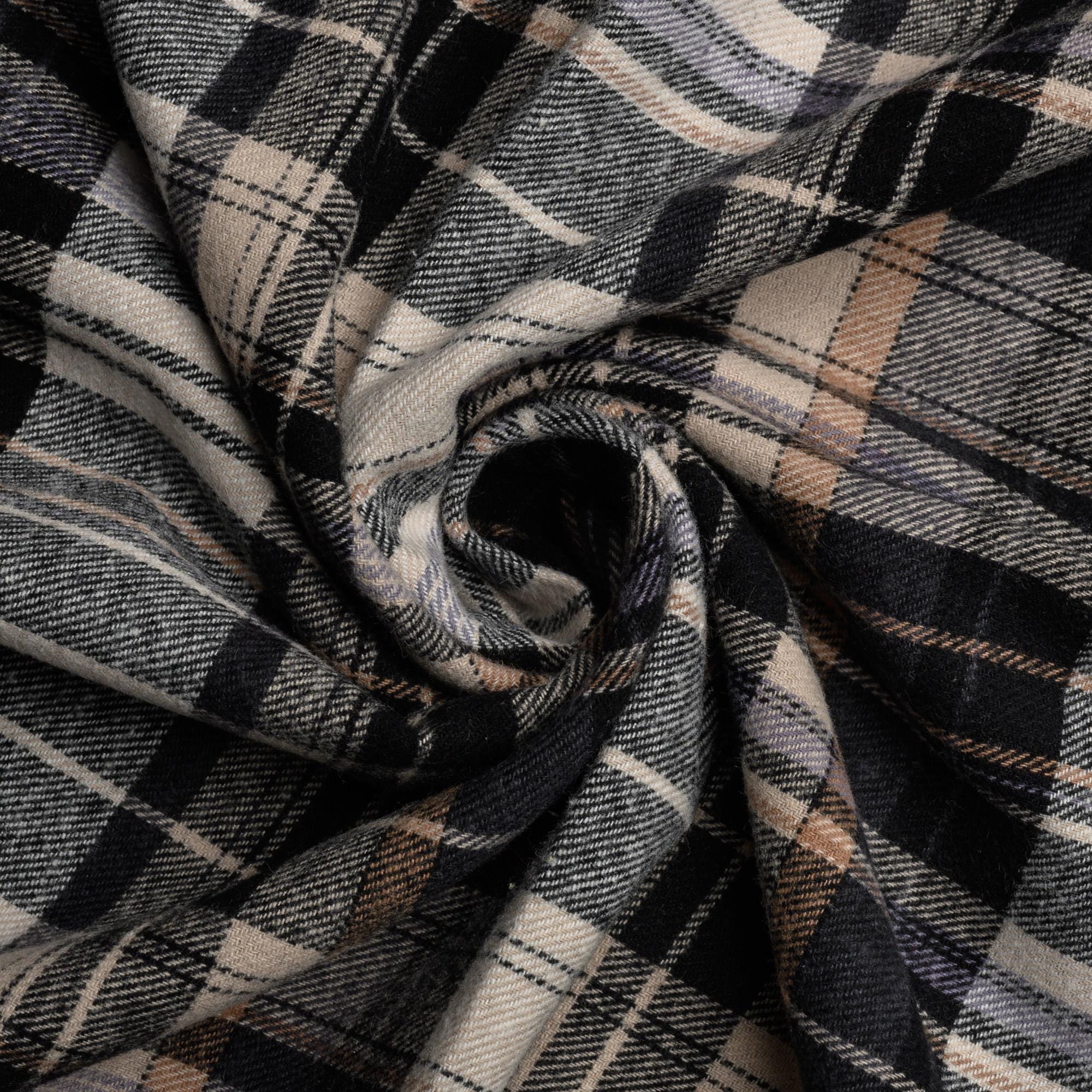 Tan and Black Plaid Flannel Fabric by the Yard | 60" Wide - Etsy