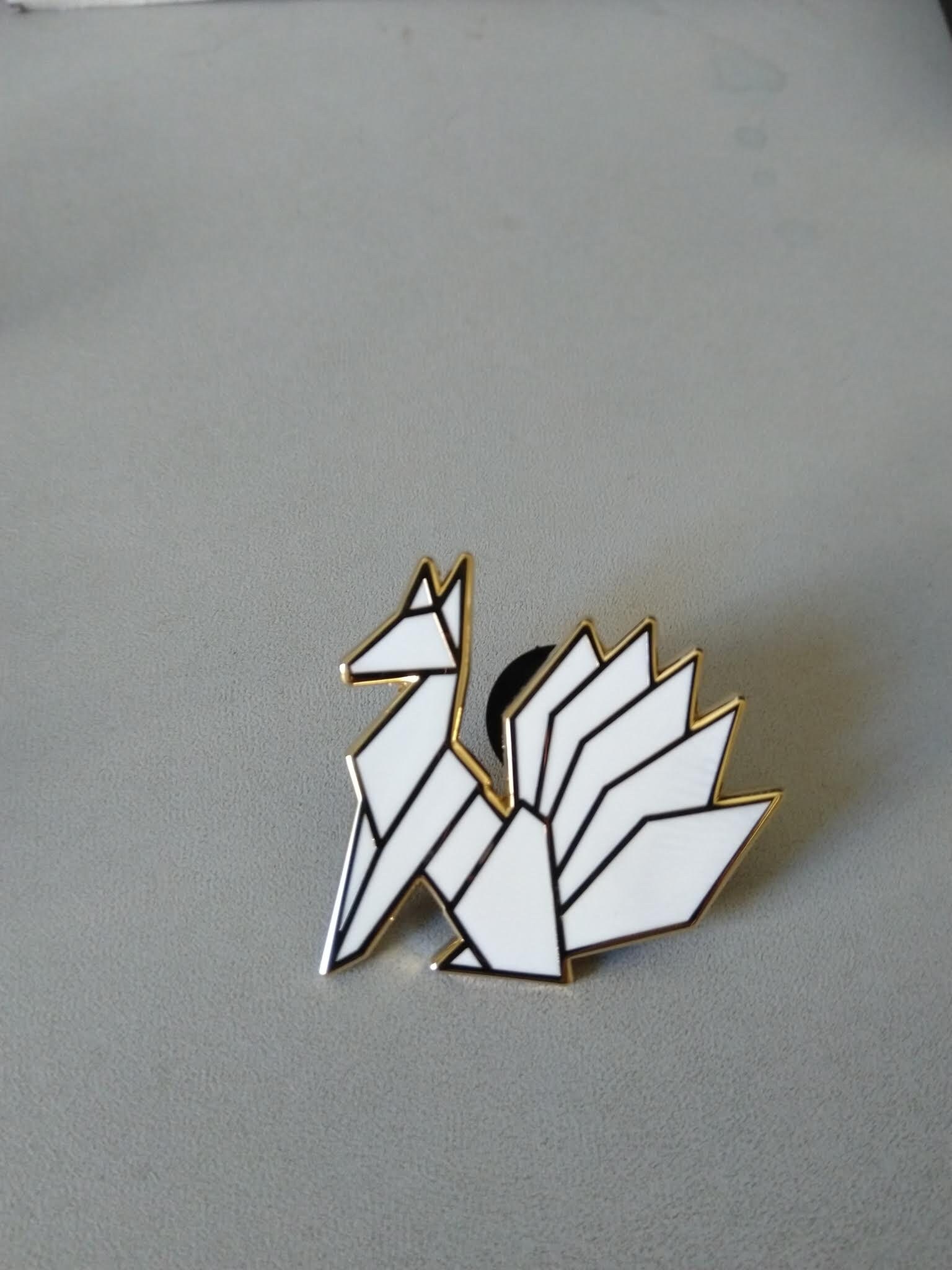Pure White Origami Kitsune Pin | Etsy