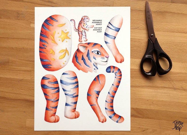 Download: Tiger Articulated Puppet to Print on Cardboard and | Etsy