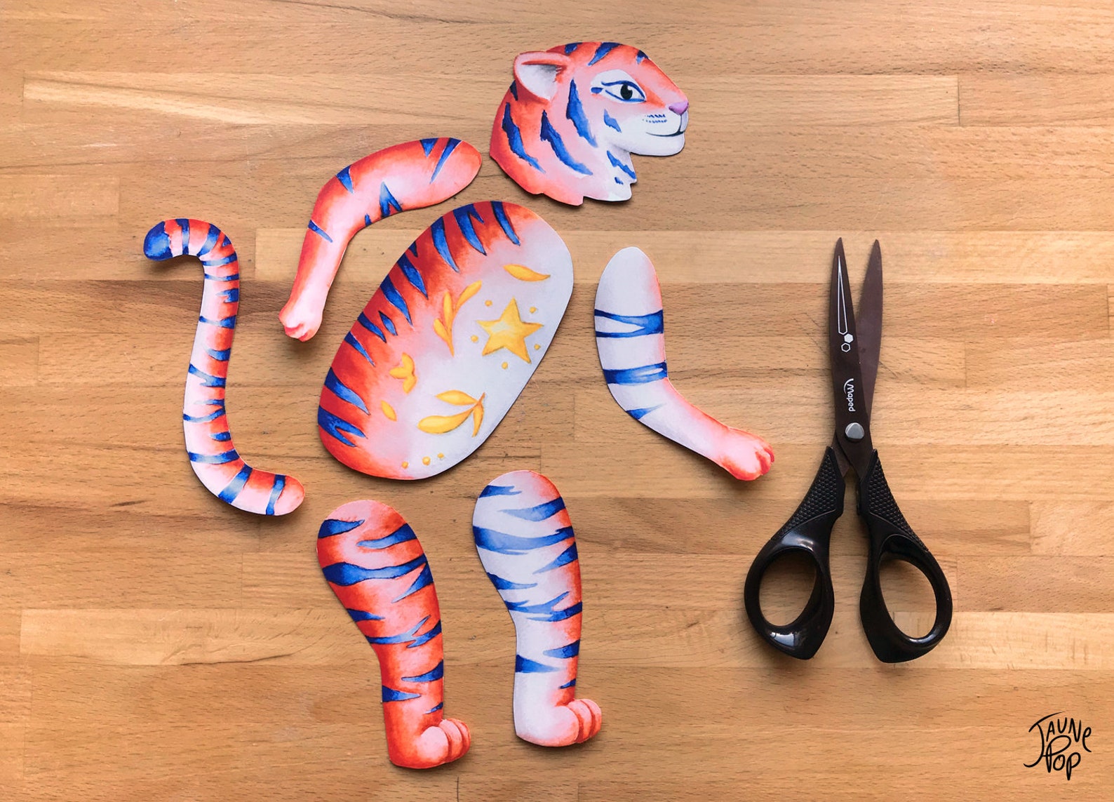 Download: Tiger Articulated Puppet to Print on Cardboard and | Etsy