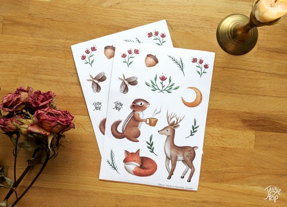 Kit of 13 Stickers Forest Theme Including Fox Moon Deer | Etsy