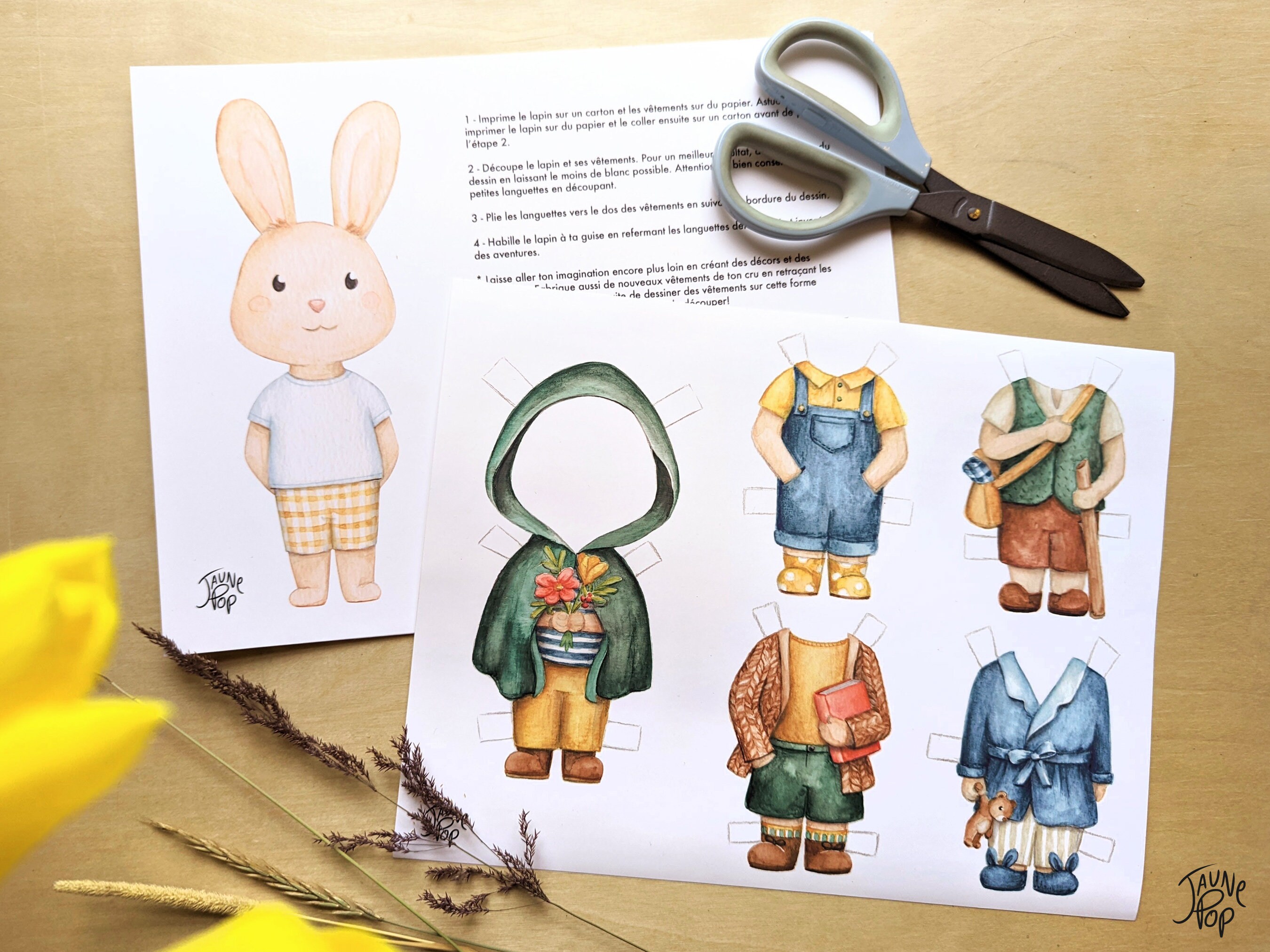 Rabbit Paper Doll to Dress Up Painted With Watercolors - Etsy Australia