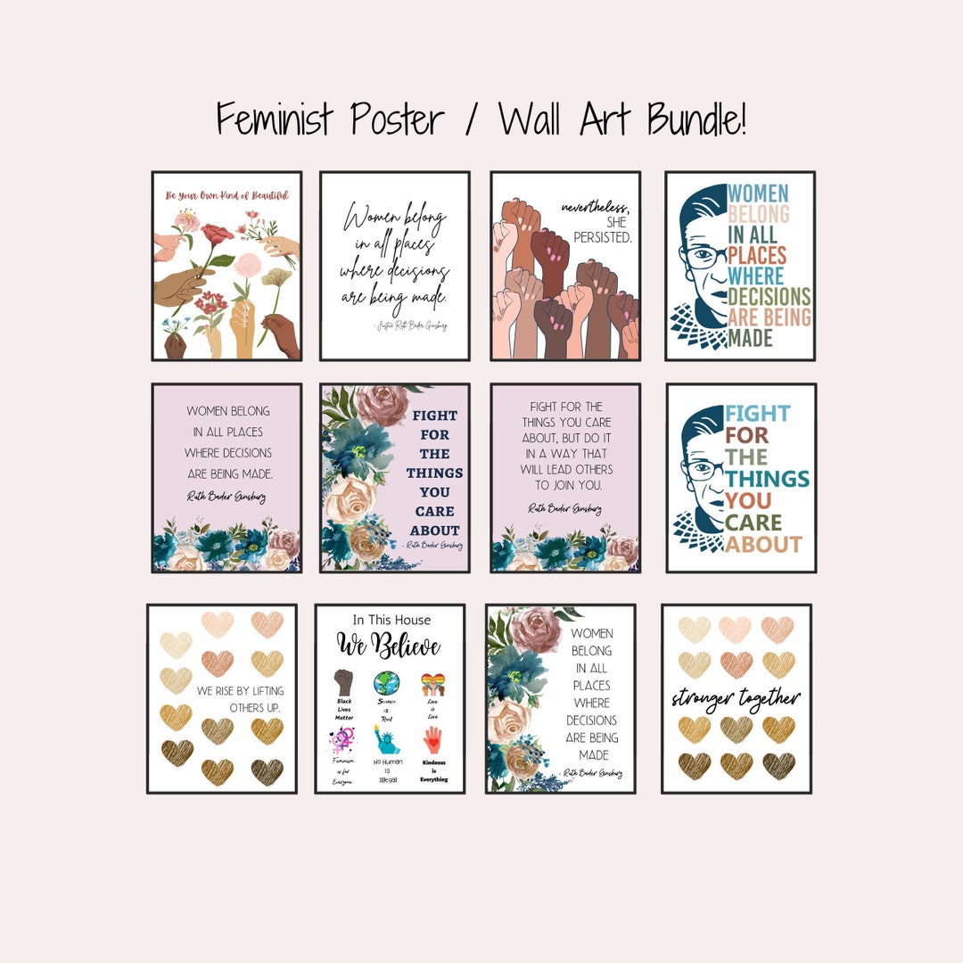 Feminist Art Print Set of 12 Prints, Feminist Wall Art Bundle, Feminist ...