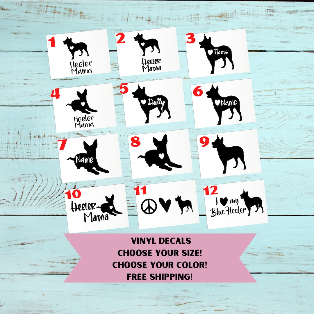Blue Heeler Decal for Car Window, Heeler Sticker for Laptop, Blue ...