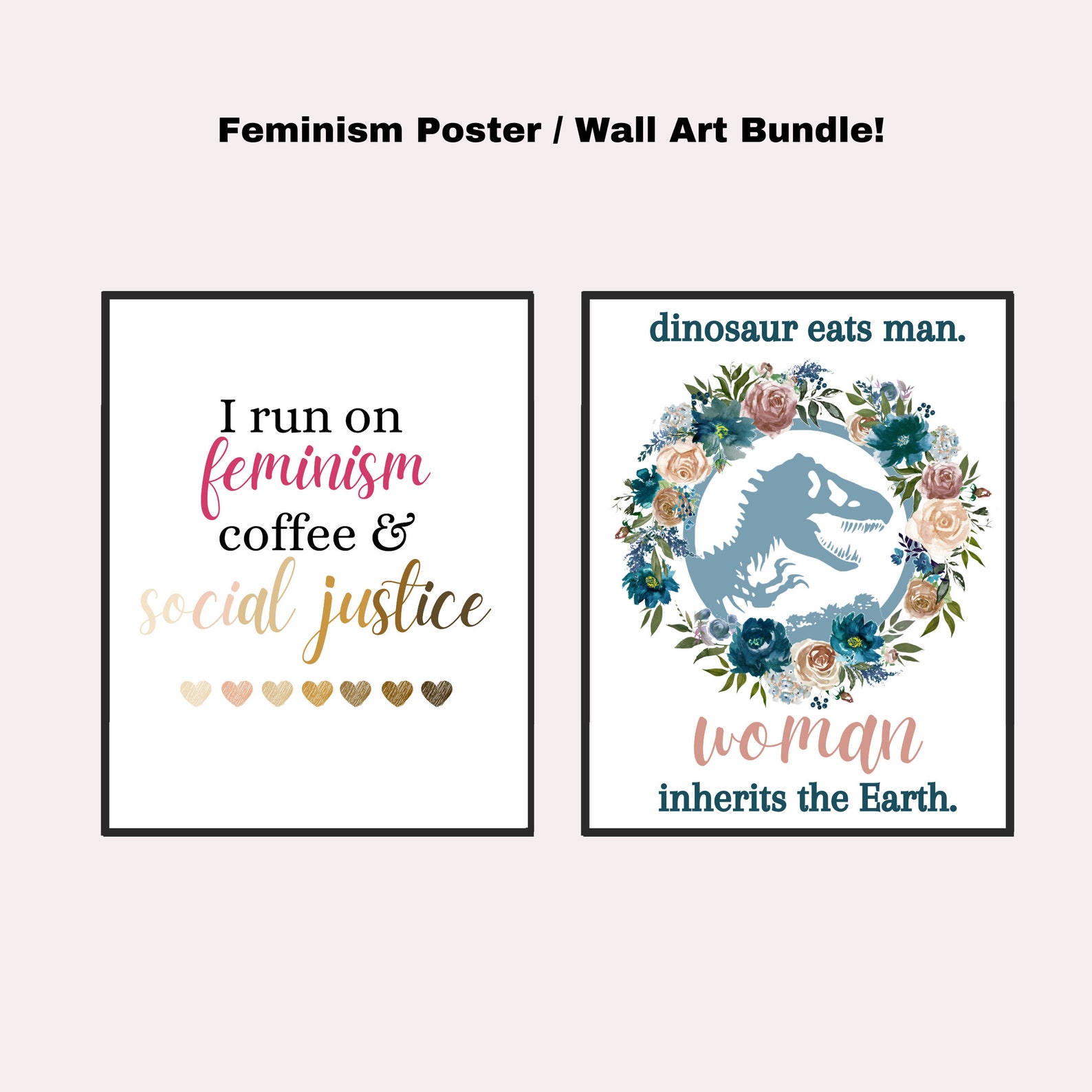 Feminist Art Print Set Feminist Wall Art Girl Power Prints Etsy