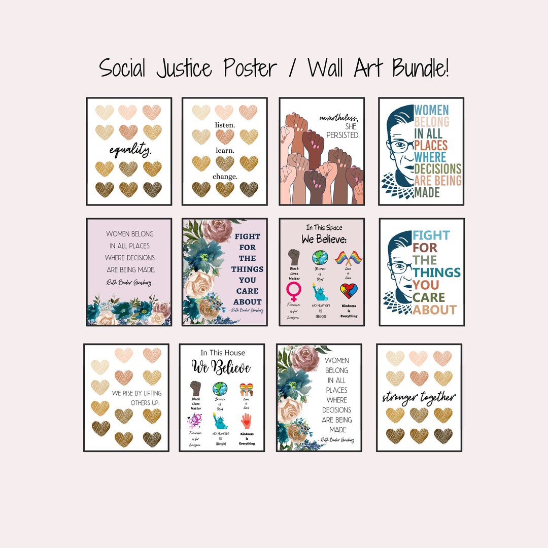 Social Justice Print Set of 12, Social Justice Art Bundle, Social ...