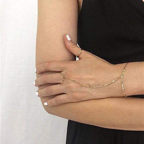 Silver Hand Chain Hand Ring Bracelet Ring Chain Bracelet - Etsy