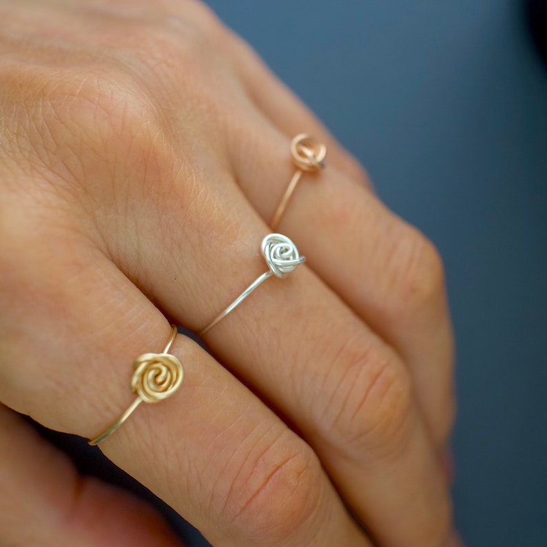 Dainty Rose Ring Thin Wire Rose Ring 20 Gauge Wire Flower - Etsy