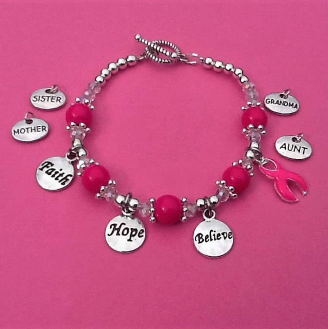 Customized Breast Cancer Bracelet, Breast Cancer Awareness Bracelet ...