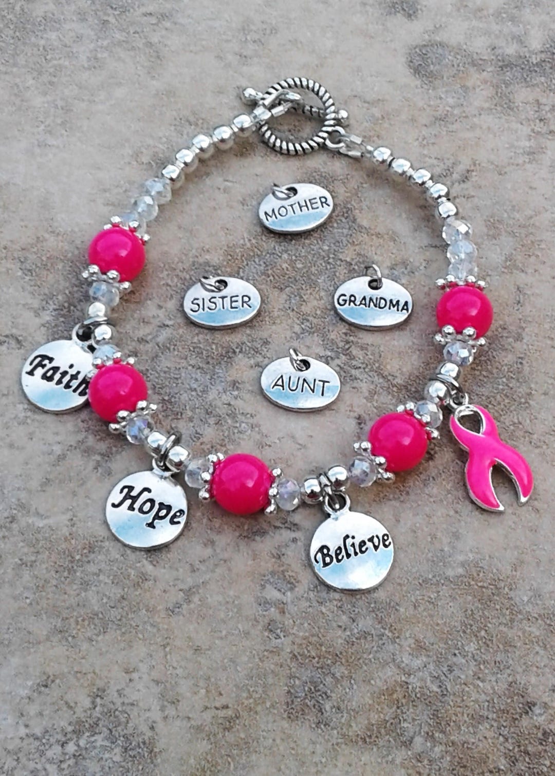 Customized Breast Cancer Bracelet, Breast Cancer Awareness Bracelet ...