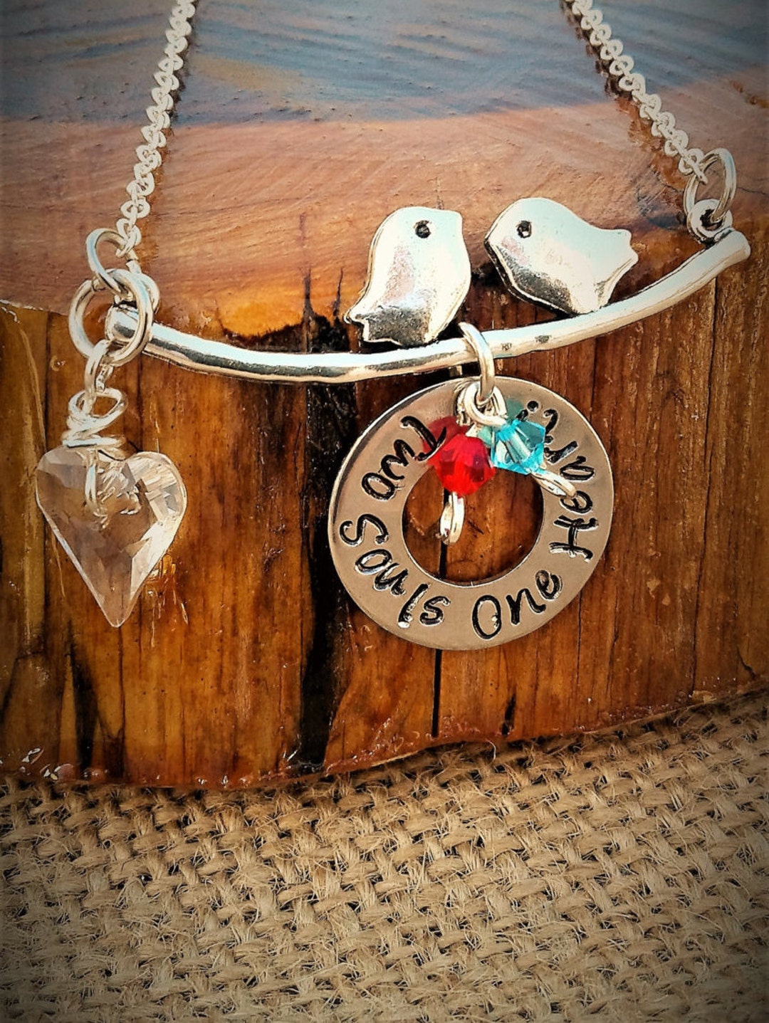 Customized Two Souls One Heart Charm Necklace, Valentine's Day Gift ...