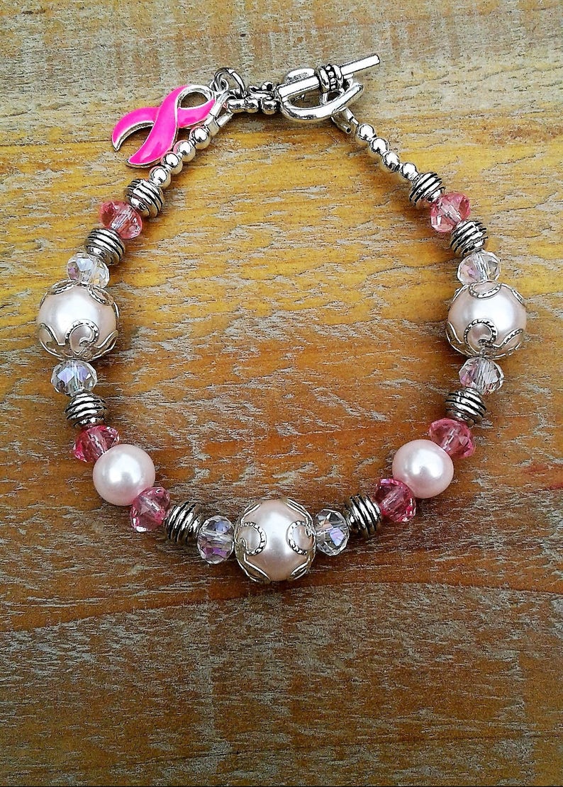 Breast Cancer Awareness Bracelet Breast Cancer Bracelet Pink | Etsy