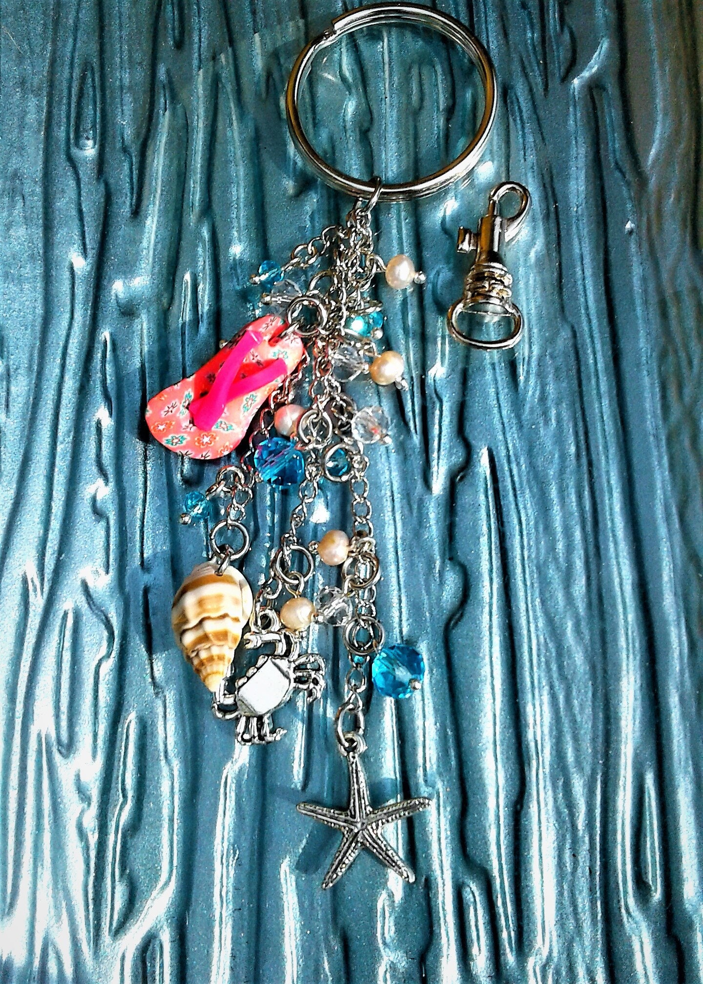 Flip Flop Beach Keychain Beach Lover Key Ring Starfish Zipper - Etsy