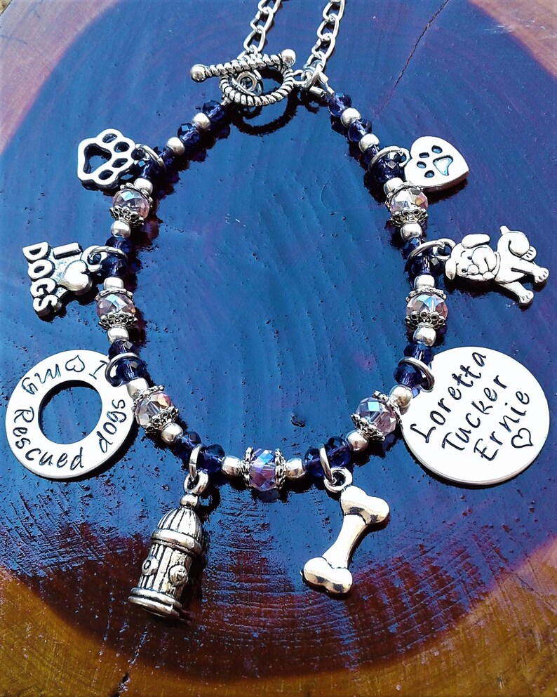 Rescued Dog Charm Bracelet Customized Dog Bracelet Love My - Etsy
