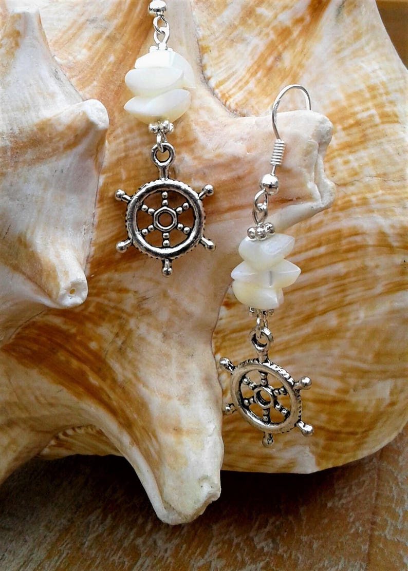 Beach Earrings Captain's Wheel Earrings Ship's Wheel - Etsy