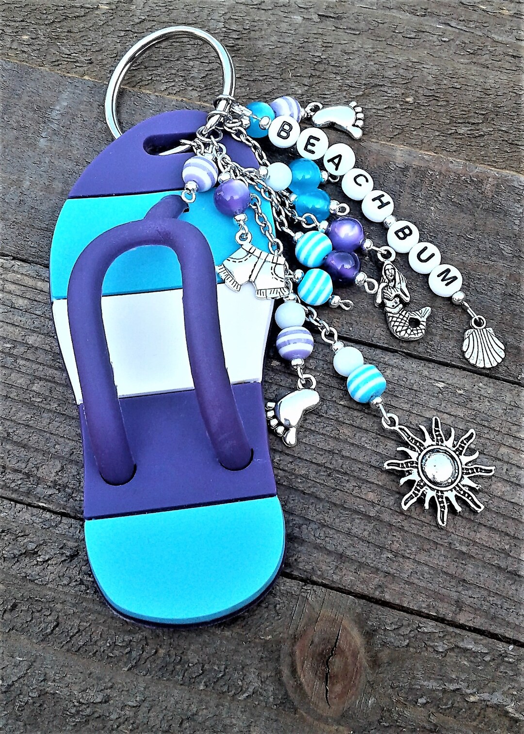 Flip Flop Keychain Beach Keychain Beach Keyring Sun Zipper Pull Purse ...