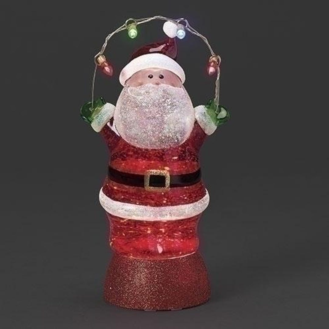10 Inch Lighted Swirl Santa With Retro String Lights - Etsy