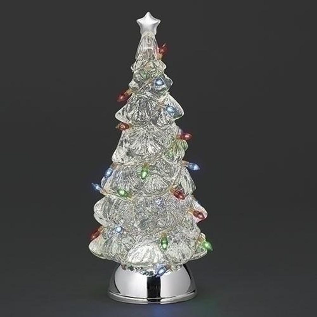 12" H Lighted Swirl Tree With Lighted String Bulbs - Etsy