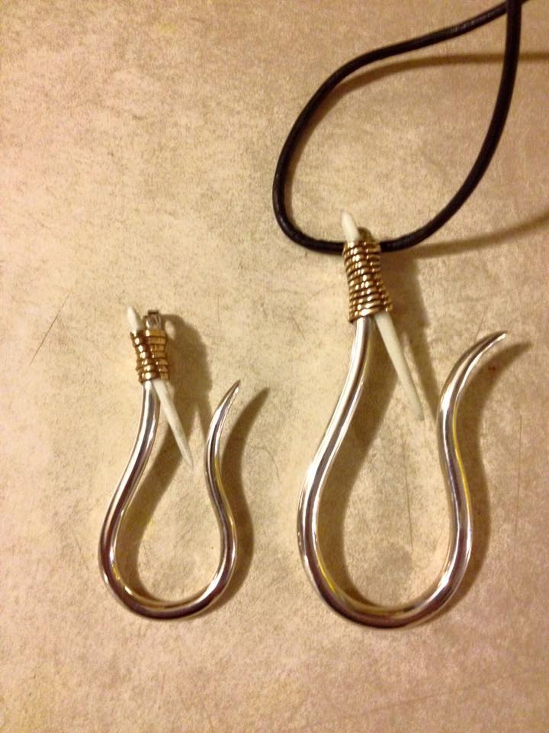 Sterling Silver Halibut Hook With 18 Karat Gold Rapped - Etsy