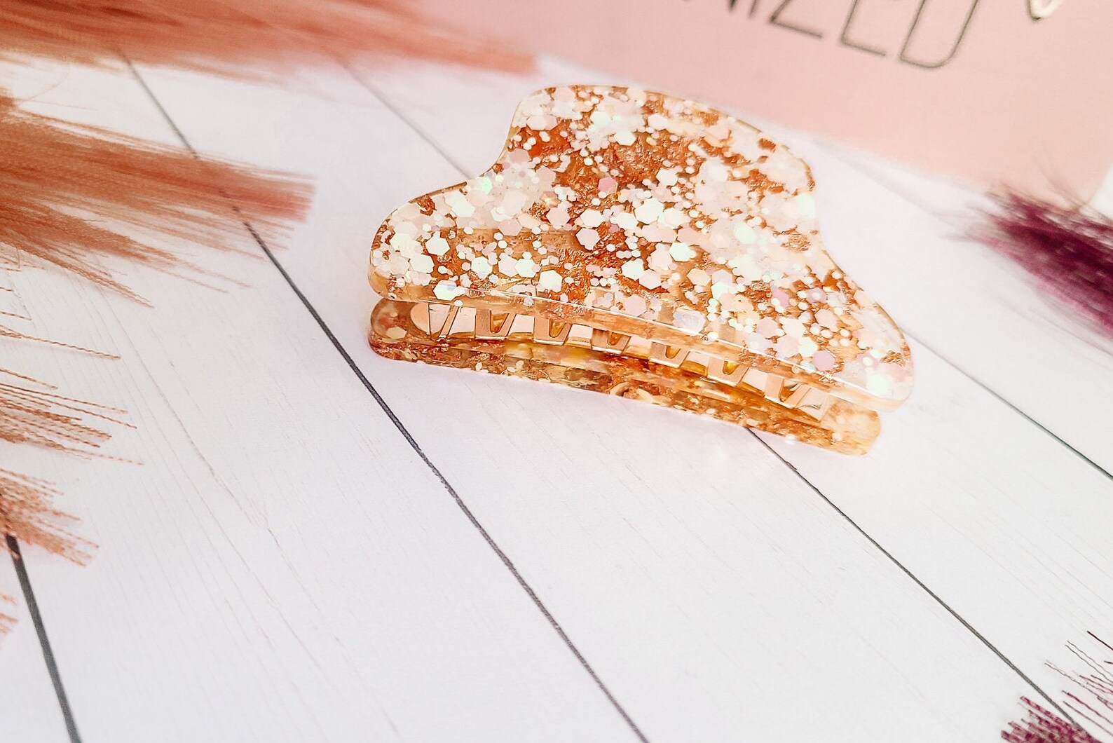 Gold Glitter & Rose Gold Claw Hair Clip, Hair Claw, Claw Clips, Claw ...