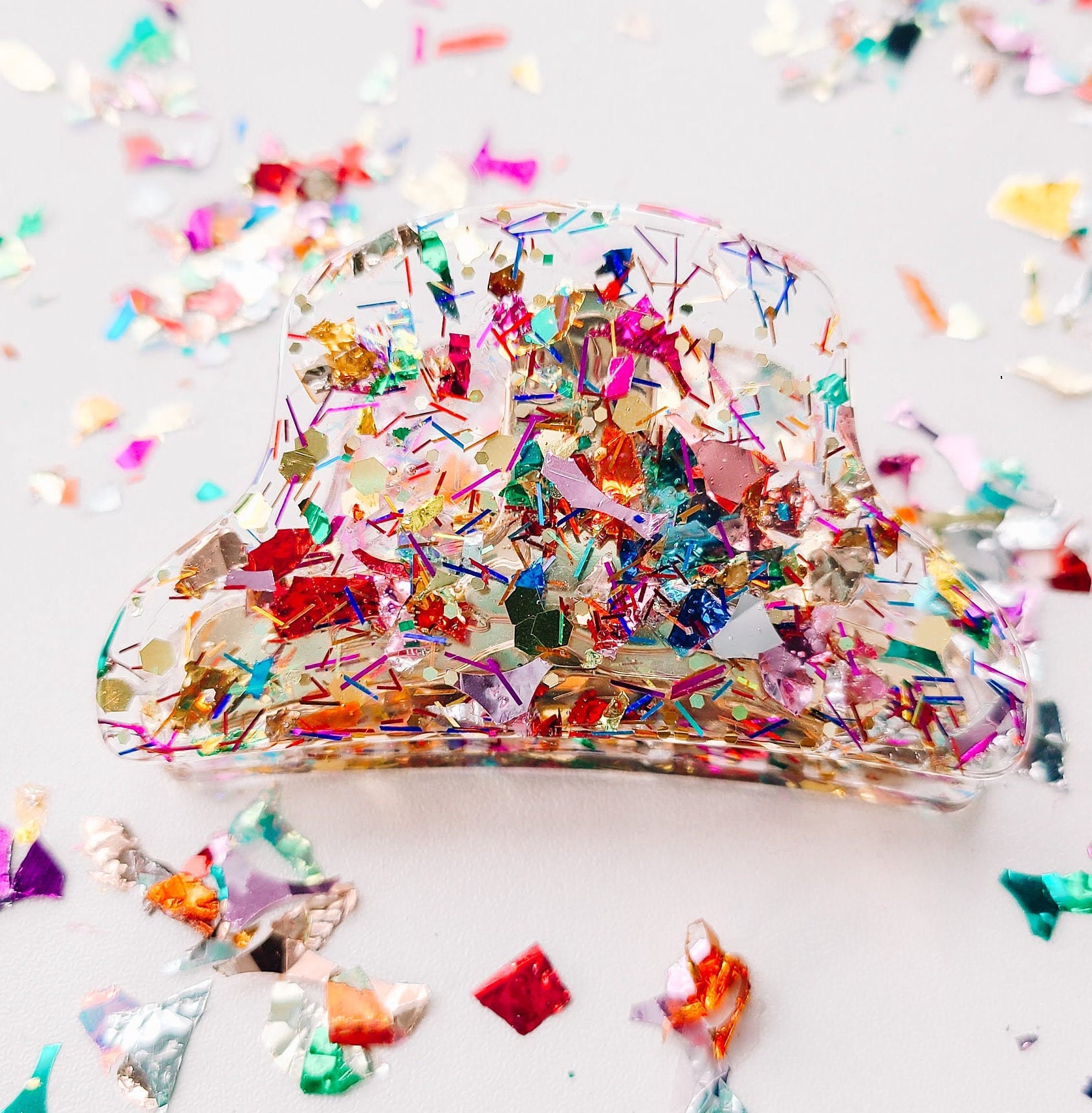 Celebration Confetti Gold Claw Hair Clip, Claw Clips, Claw Hair Clips, Medium Hair Claw Clips ...