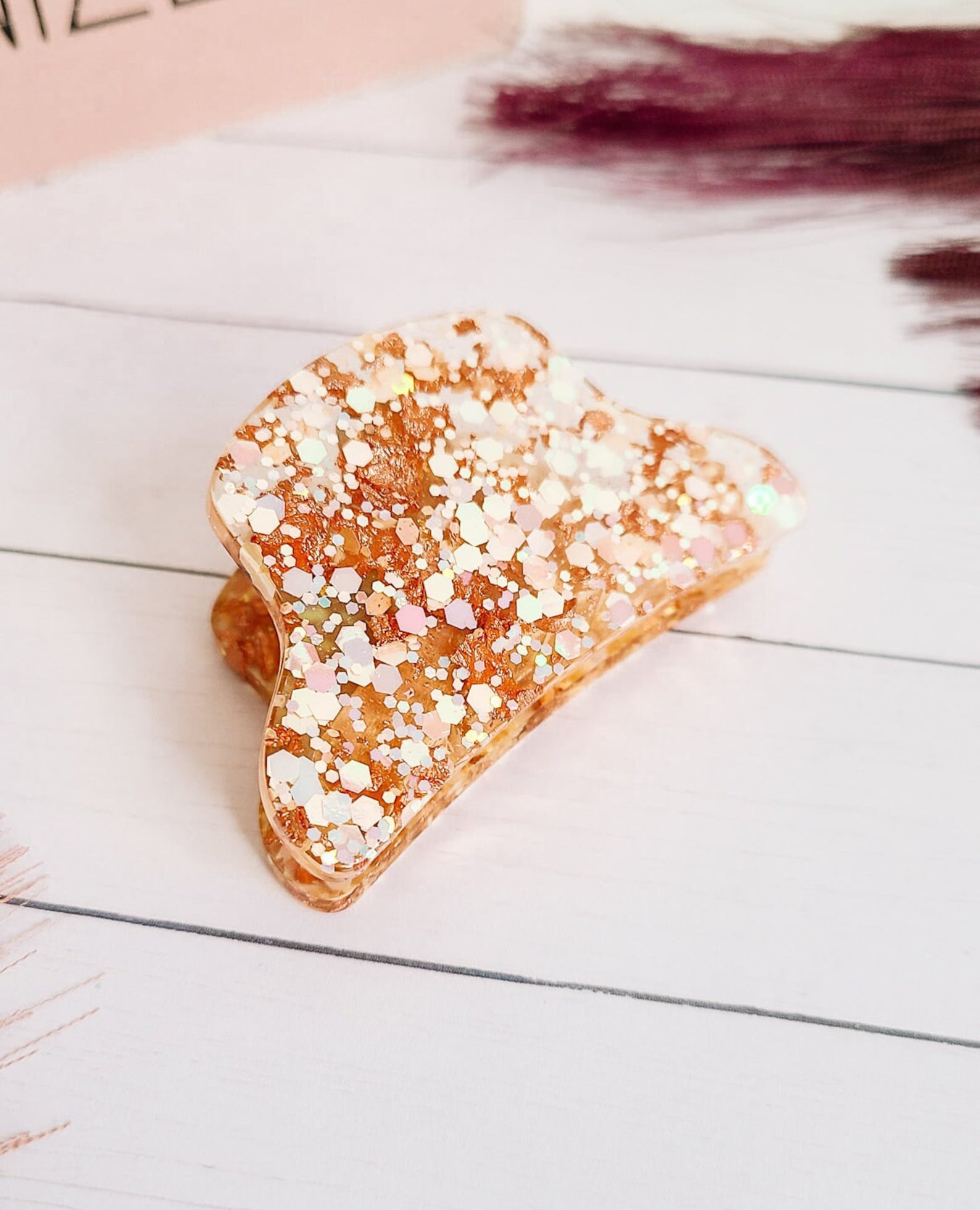 Gold Glitter & Rose Gold Claw Hair Clip, Hair Claw, Claw Clips, Claw ...