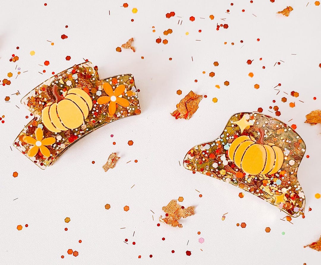 Pumpkin Spice Gold Claw Hair Clip, Holiday Claw Clips, Claw Hair Clips ...