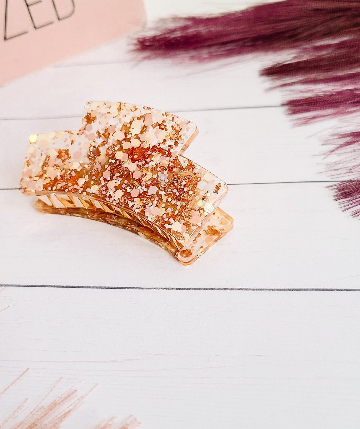 Gold Glitter & Rose Gold Claw Hair Clip, Hair Claw, Claw Clips, Claw ...