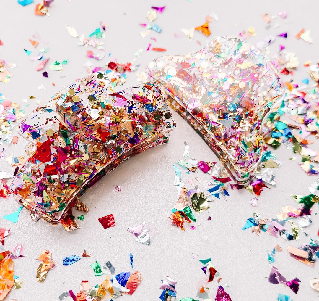 Celebration Confetti Gold Claw Hair Clip, Claw Clips, Claw Hair Clips, Medium Hair Claw Clips ...