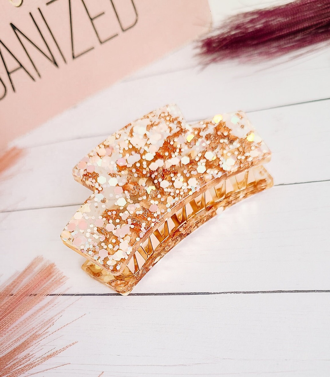 Gold Glitter & Rose Gold Claw Hair Clip, Hair Claw, Claw Clips, Claw ...