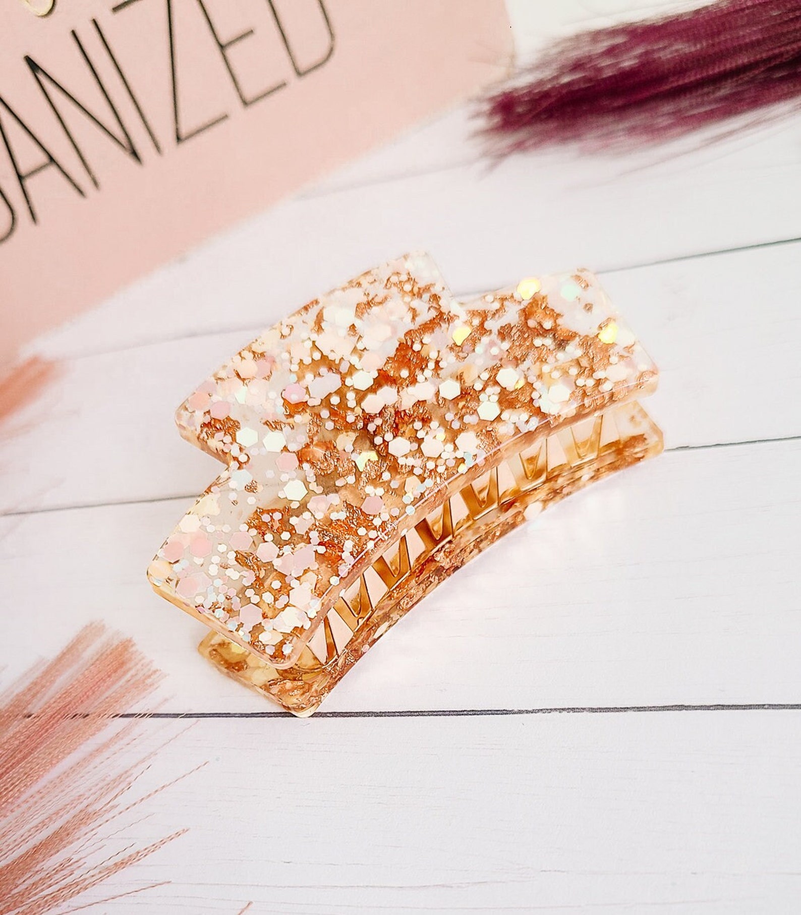 Gold Glitter & Rose Gold Claw Hair Clip, Hair Claw, Claw Clips, Claw ...