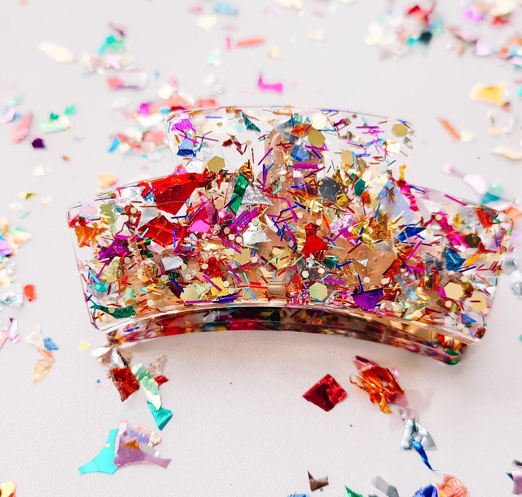 Celebration Confetti Gold Claw Hair Clip, Claw Clips, Claw Hair Clips, Medium Hair Claw Clips ...