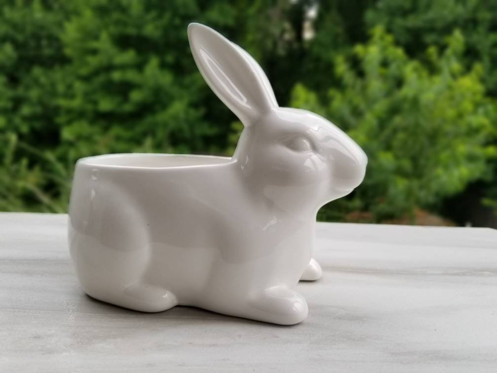 White Ceramic Bunny Rabbit 4 Size Planter Glaze Shinny | Etsy