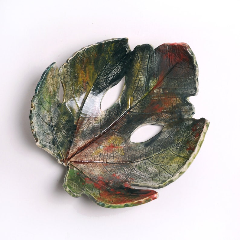 READY TO SHIP Hand Painted Fig Leaf Pottery Bowl Earthenware | Etsy