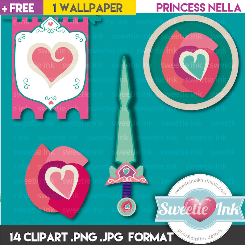 Princess Nella Clipart Digital - Nella the Princess Knight - Etsy