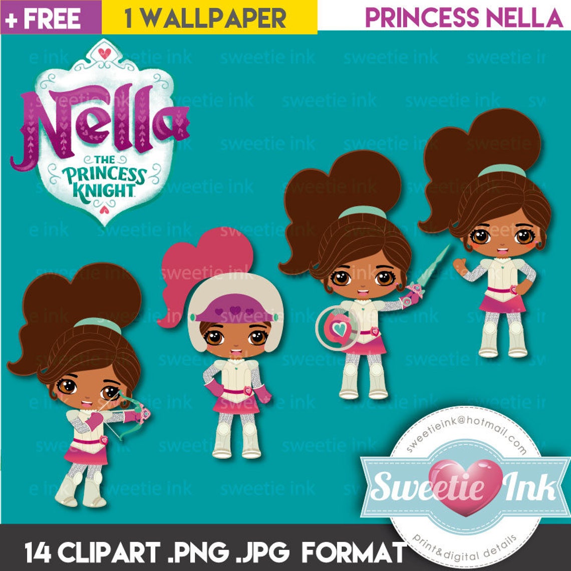 Princess Nella Clipart Digital Nella the Princess Knight - Etsy